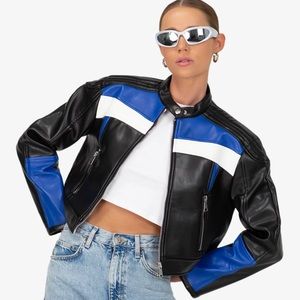 Lioness | Jackets & Coats | Nueve Biker Jacket Blackblue Lioness | Poshmark